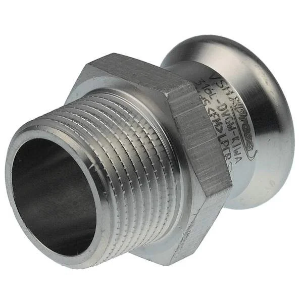 Male Iron Straight Adaptor BSP Press - Stainless Steel - Xpress - Colglo